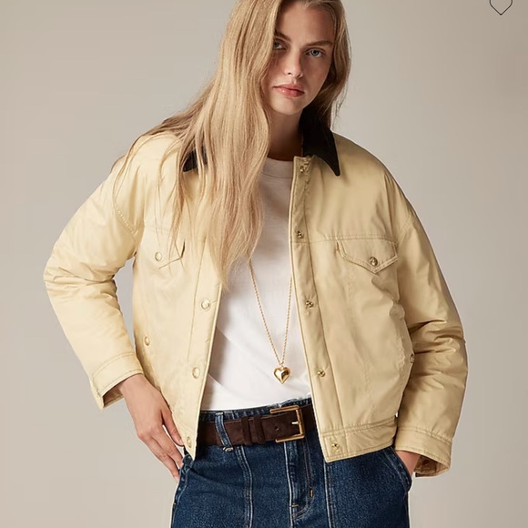 J. Crew | Jackets & Coats | J Crew Puffer Trucker Jacket In Sunny Wheat ...